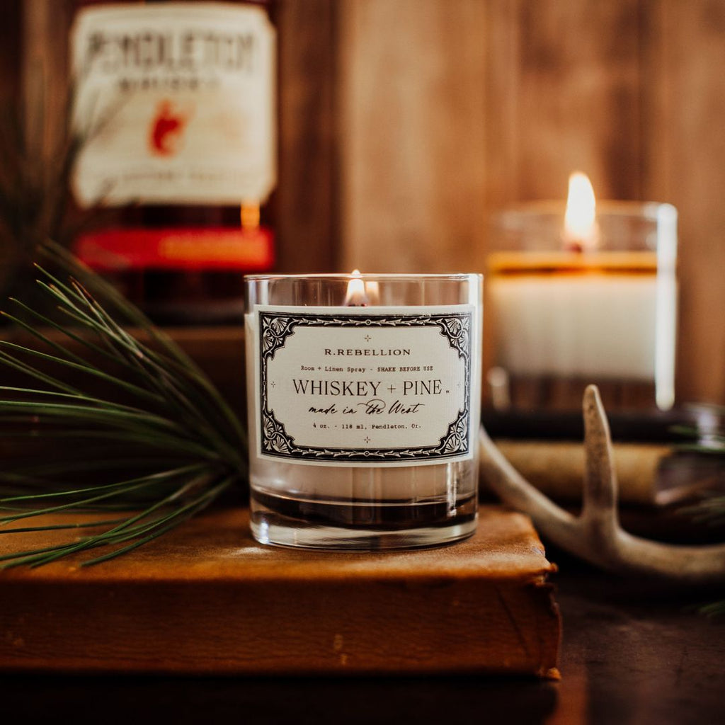 Whiskey + Pine Candle 8 oz. | R. Rebellion Wholesale